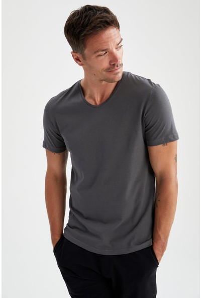 DeFacto Slim Fit V Yaka Basic Tişört M7668AZ21SP