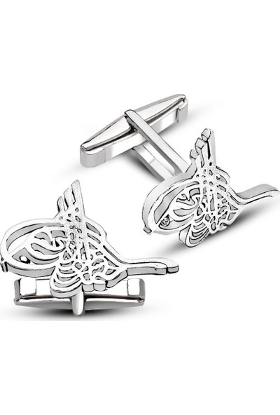 Co Cadeaux 925 Ayar Gümüş Sade Tuğralı Kol Düğmesi