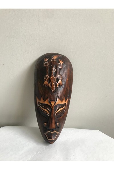 Metwood Dış Ticaret  ahşap Surat Maske 20 cm Duvar Objesi Yüz Maske