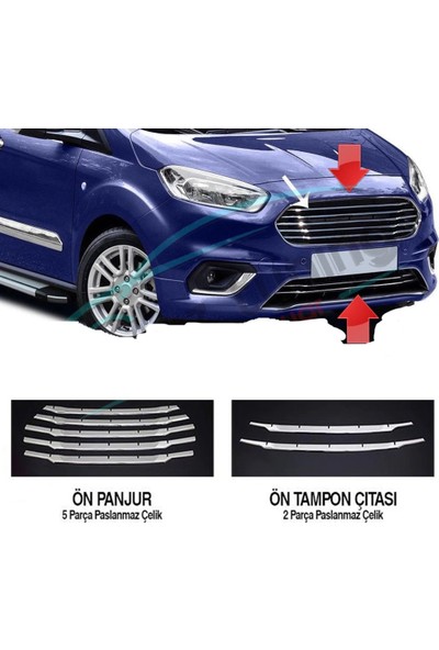 Blueoto Ford Courier 2018-2019-2020-2021 Krom Ön Panjur 7 Parça Yeni Kasa Blueoto Ford Courier 2018-2019-2020-2021 Krom Ön Panjur 7 Parça Yeni Kasa