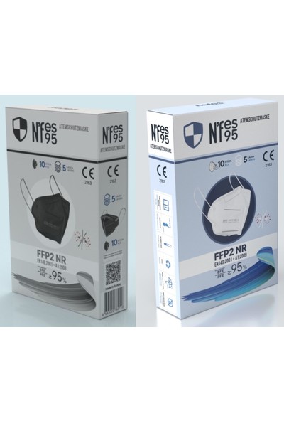 Nfes N95 Siyah Beyaz Ffp2 Maske 20'li Nfes N95 Siyah Beyaz Ffp2 Maske 20'li