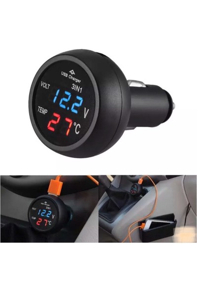 Göksan Mutfak Oto Voltmetre USB Sarj Girişli Göksan Mutfak Oto Voltmetre USB Sarj Girişli