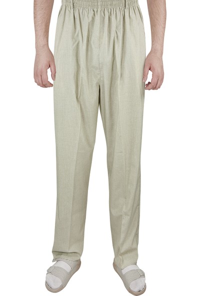 Yazlık Keten Lastikli Bel Şalvar-Pantolon Krem Yazlık Keten Lastikli Bel Şalvar-Pantolon Krem