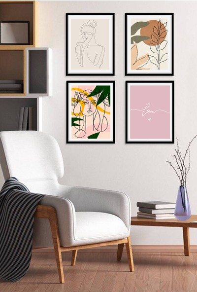 Mia Pera 4'lü Poster Set Çiçek Kadın Iskandinav Tarz Illüstrasyon Love 17,5 x 25 cm Mia Pera 4'lü Poster Set Çiçek Kadın Iskandinav Tarz Illüstrasyon Love 17,5 x 25 cm