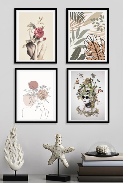 Mia Pera 4'lü Poster Set Çiçek Kadın Iskandinav Tarz Illüstrasyon(17,5 X25 Cm) Mia Pera 4'lü Poster Set Çiçek Kadın Iskandinav Tarz Illüstrasyon(17,5 X25 Cm)