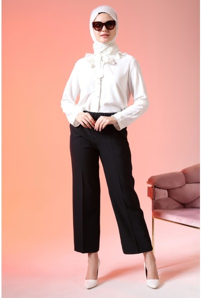 FERACE Beli Komple Lastikli Kadın Tesettür Pantolon
