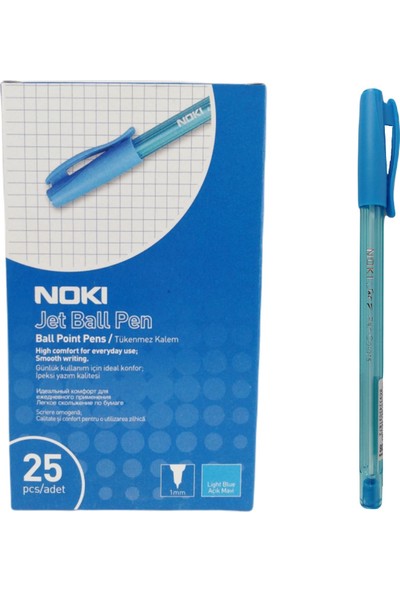 Noki Jet Ball Tükenmez Kalem 1 mm 25'li Açık Mavi Noki Jet Ball Tükenmez Kalem 1 mm 25'li Açık Mavi