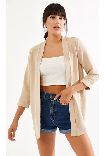 Kadın Ayrobin Kumaş Kolu Katlamalı Ceket 2255-THL