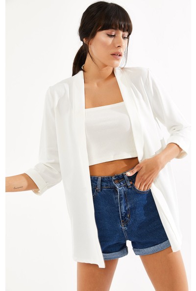 Kadın Ayrobin Kumaş Kolu Katlamalı Ceket 2255-THL