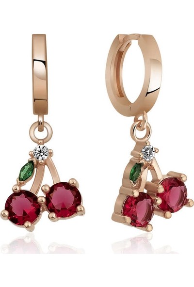 Gumush Gümüş Kiraz Figürlü Meyve Küpe