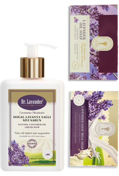 Dr. Lavender Dr.lavender Bitkisel Lavanta Sıvı Sabun 300 gr + Keçi Sütü Sabun 100 gr + Lavanta Yağlı Sabun 100 gr 3'lü Set Dr. Lavender Dr.lavender Bitkisel Lavanta Sıvı Sabun 300 gr + Keçi Sütü Sabun 100 gr + Lavanta Yağlı Sabun 100 gr 3'lü Set