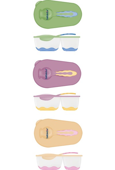 Bebedor İki Bölmeli Tabak ve Kaşık Mavi