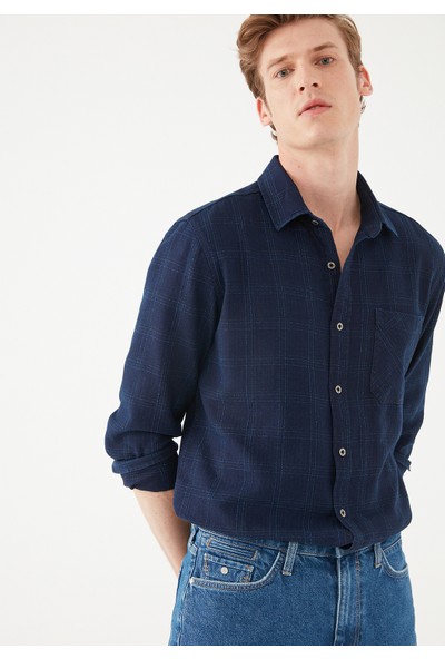 Mavi Erkek Kareli İndigo Gömlek 021964-18790