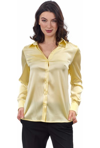 4 Mevsim Giyilebilir Trend Parlak Düz Desensiz Uzun Kollu Kadın/kız Ipek Gömlek 4 Mevsim Giyilebilir Trend Parlak Düz Desensiz Uzun Kollu Kadın/kız Ipek Gömlek