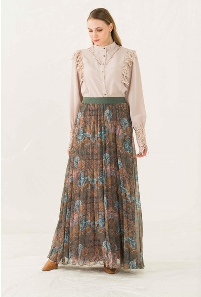 Phelda Pilisoley Maxi Şifon Etek 1006-HAKİ Phelda Pilisoley Maxi Şifon Etek 1006-HAKİ