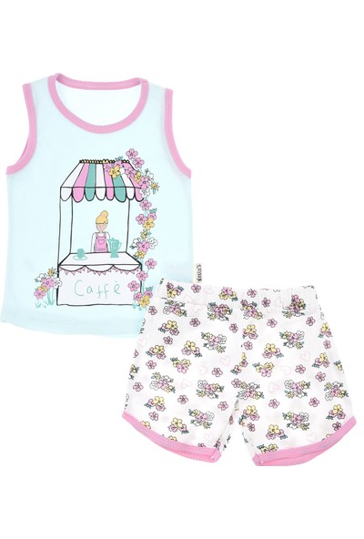 Necix's Çiçekli Yaş Kız 2'li Takım-Mint Yeşili