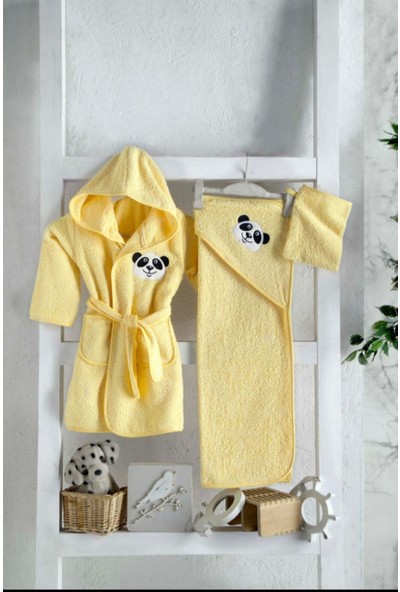 Mixi Baby Sarı Bebek Bornoz Seti Mixi Baby Sarı Bebek Bornoz Seti