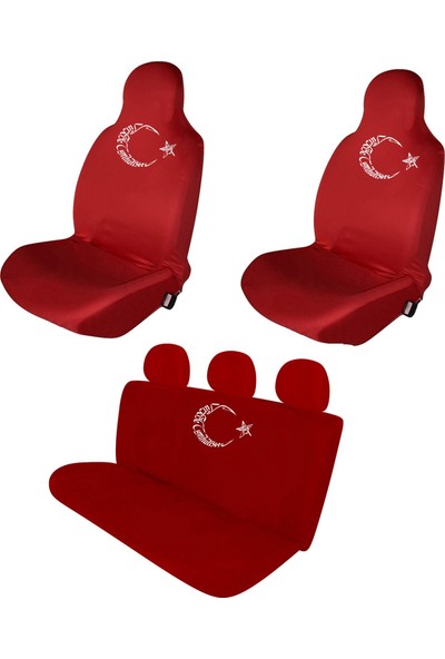 Antwax Citroen C5 Penye Oto Koltuk Kılıfı - Ay Yıldız Baskılı - Kırmızı