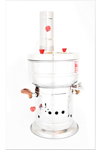 Yakut Paslanmaz Lüx Çay Semaveri Odunlu Krom Çelik Küçük Piknik Boy 4,60 Lt