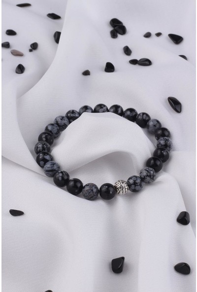 Dünya Doğal Taş Benekli Obsidyen Taşı Bileklik - 300016 Dünya Doğal Taş Benekli Obsidyen Taşı Bileklik - 300016