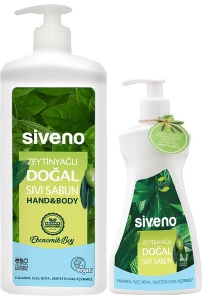 Siveno Zeytinyağlı Doğal Sıvı Sabun 1 L + Zeytinyağlı Sıvı Sabun 300 ml Siveno Zeytinyağlı Doğal Sıvı Sabun 1 L + Zeytinyağlı Sıvı Sabun 300 ml
