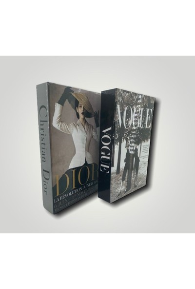 Retro Lazer Vogue Dior Dekoratif 2'li Kitap Kutusu Set Retro Lazer Vogue Dior Dekoratif 2'li Kitap Kutusu Set