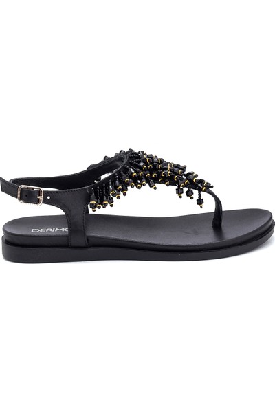 Derimod Kadın Boncuk Detaylı Deri Sandalet