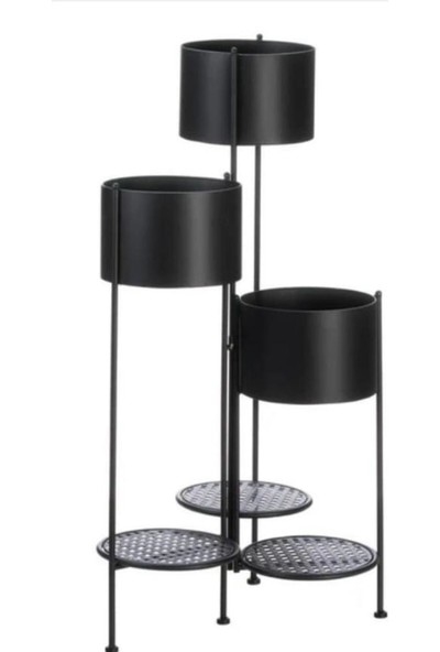 Trendesk 6 Katlı Siyah Metal Saksılık Çiçeklik