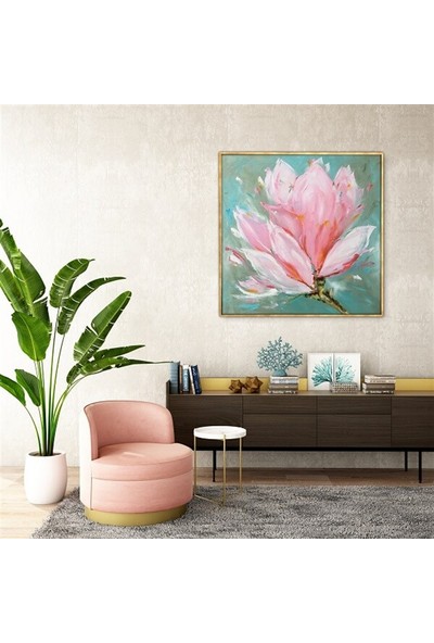 Tablo Plus Pembe Çiçek Iı Yağlı Boya Dokulu Tablo 80CM x 80CM Siyah Çerçeveli Tablo Plus Pembe Çiçek Iı Yağlı Boya Dokulu Tablo 80CM x 80CM Siyah Çerçeveli