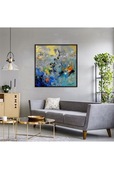 Tablo Plus Beauty Of Blue Yağlı Boya Dokulu Tablo 120CM x 120CM Siyah Çerçeveli Tablo Plus Beauty Of Blue Yağlı Boya Dokulu Tablo 120CM x 120CM Siyah Çerçeveli