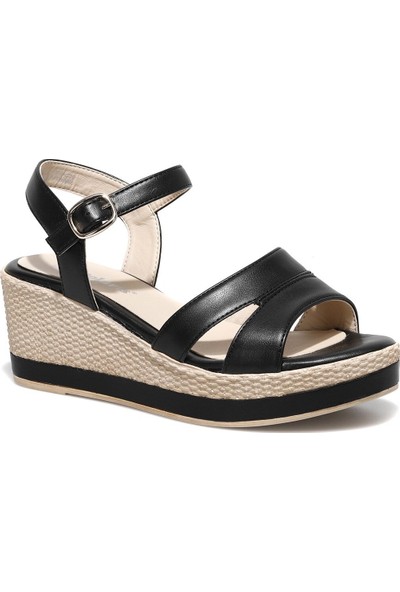 Polaris 317250.Z 1fx Siyah Kadın Dolgu Topuklu Sandalet