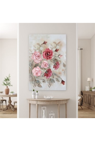 Tablo Plus Pembe Kırmızı Güller Iı Yağlı Boya Dokulu Tablo 90CM x 120CM Gold Çerçeveli Tablo Plus Pembe Kırmızı Güller Iı Yağlı Boya Dokulu Tablo 90CM x 120CM Gold Çerçeveli