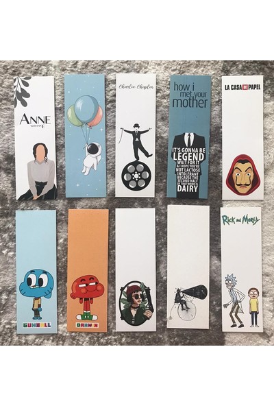 Paytak Moda PYTKKAYR0041 Dizi Film Hayvan Meyve Karışık Desenli Kitap Ayraç Seti 10'lu