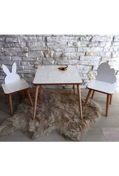 Go Baby Yaz Sil Model Tavşan & Bulut 2 Sandalyeli Masa Go Baby Yaz Sil Model Tavşan & Bulut 2 Sandalyeli Masa