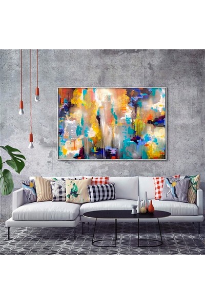 Tablo Plus Soyut Mixed Colors Yağlı Boya Dokulu Tablo 90CM x 120CM Çerçevesiz