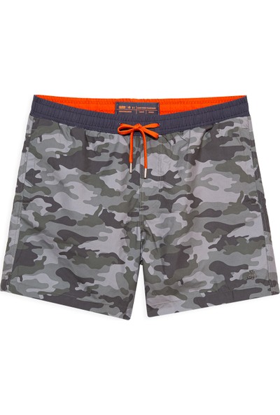 Mavi Erkek Kamuflaj Desenli Mayo Şort 0434826305