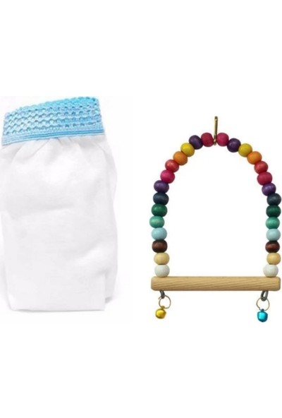 Fatih-Pet Kuş Kafesleri Için Tül Kafes Tülü M Boy + Boncuklu Salıncak