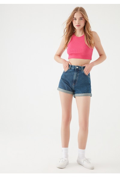 Mavi Kadın Clara Gölgeli Mavi Jean Şort 1450132042