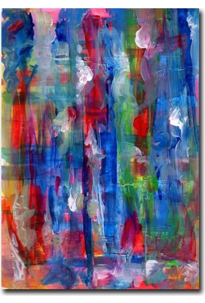 Tablo Plus Abstract Colorful Yağlı Boya Dokulu Tablo 90CM x 120CM Gold Çerçeveli