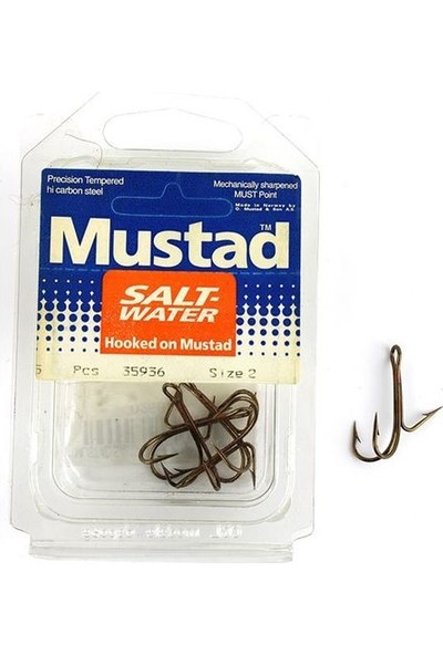 Mustad Saltwater 35936 5 Pcs No:2 3 Lü Iğne Mustad Saltwater 35936 5 Pcs No:2 3 Lü Iğne