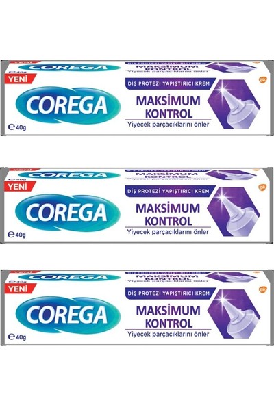 Corega Maksimum Kontrol Diş Protez Yapıştırıcı 3'lü Paket