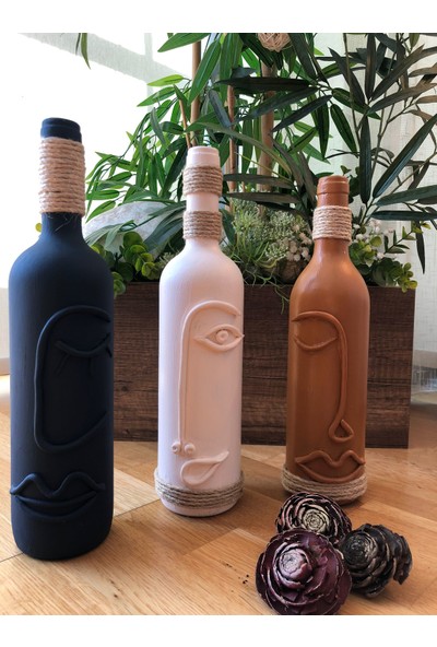 Mes Reves Design El Yapımı Dekoratif Şarap Şişeleri 3'lü Set Mes Reves Design El Yapımı Dekoratif Şarap Şişeleri 3'lü Set