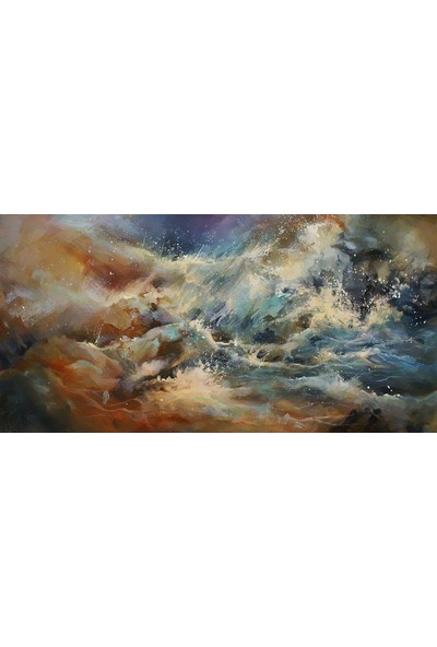 Tablo Plus Fırtına ve Dalgalar Yağlı Boya Dokulu Tablo 75CM x 100CM Gümüş Çerçeveli Tablo Plus Fırtına ve Dalgalar Yağlı Boya Dokulu Tablo 75CM x 100CM Gümüş Çerçeveli