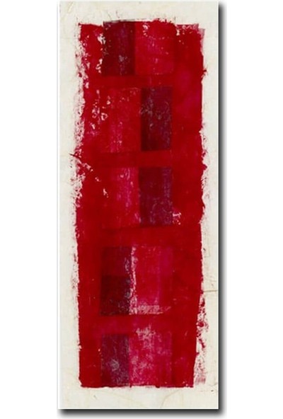 Tablo Plus Soyut Kırmızı Yağlı Boya Dokulu Tablo 70CM x 140CM Siyah Çerçeveli