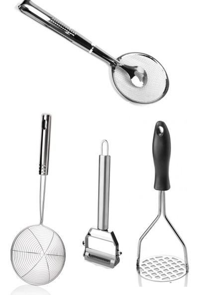Homerest Süzgeçli Kızartma Maşası Jülyen Soyacak Kızartma Kevgiri Yağ Süzgeci Patates Ezici Püre Seti Homerest Süzgeçli Kızartma Maşası Jülyen Soyacak Kızartma Kevgiri Yağ Süzgeci Patates Ezici Püre Seti