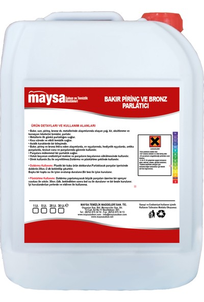 MAYSA Bakır ve Pirinç Temizleyici 5 Lt