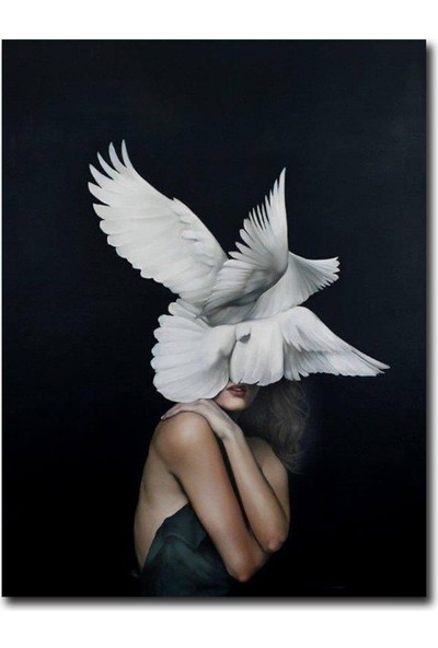 Tablo Plus Çiçekli Kuş Saçlı Kadın Yağlı Boya Dokulu Tablo 75CM x 100CM Gold Tablo Plus Çiçekli Kuş Saçlı Kadın Yağlı Boya Dokulu Tablo 75CM x 100CM Gold