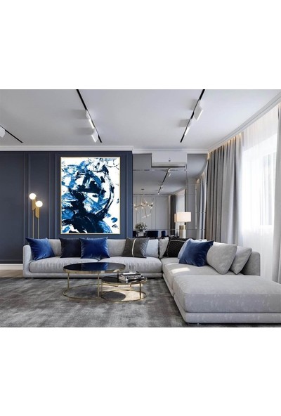 Tablo Plus Blue Navy Abstract Yağlı Boya Dokulu Tablo 75CM x 100CM Çerçevesiz Tablo Plus Blue Navy Abstract Yağlı Boya Dokulu Tablo 75CM x 100CM Çerçevesiz