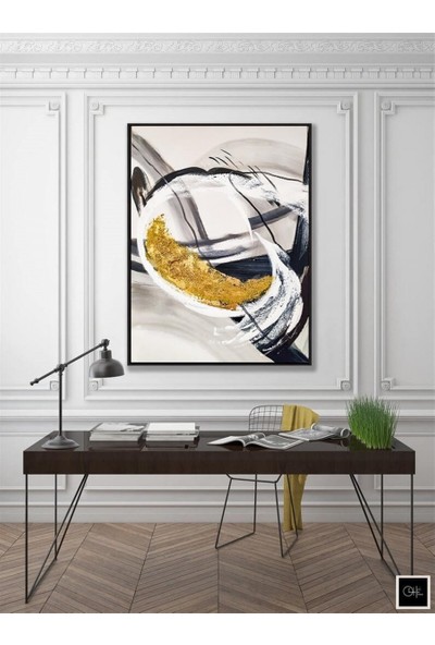 Tablo Plus Gold Varaklı Soyut Yağlı Boya Dokulu Tablo 75CM x 100CM Siyah Tablo Plus Gold Varaklı Soyut Yağlı Boya Dokulu Tablo 75CM x 100CM Siyah