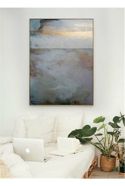 Tablo Plus Soyut Puslu Dünya Yağlı Boya Dokulu Tablo 100CM x 100CM Gold